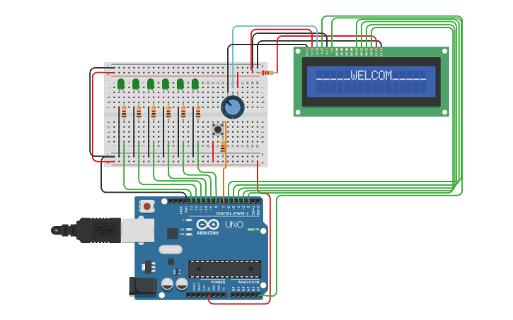 Circuit design Random LED lights - Tinkercad