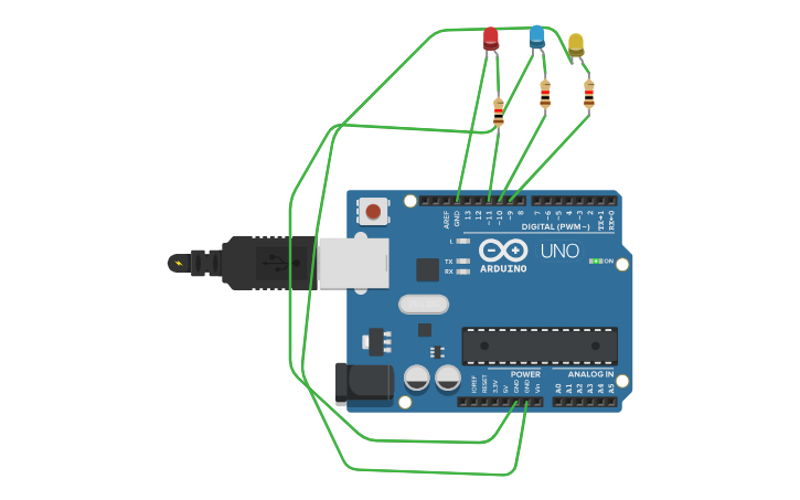 Circuit design LED arduino examen - Tinkercad Circuit design LED arduino examen - Tinkercad