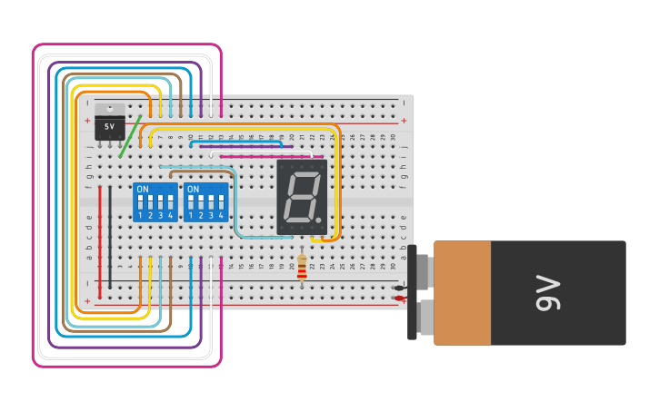 Circuit Design Copy Of 7 Segment With Switch Tinkercad