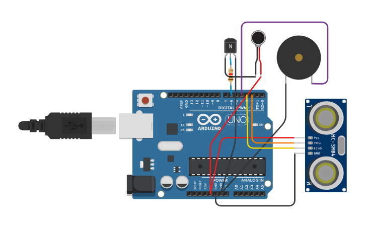 Circuit design Blind Man Stick V1 - Tinkercad