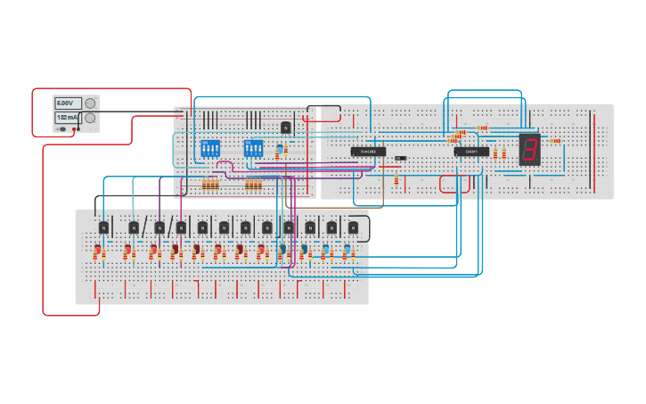 Circuit design TP4 Additionneur de 2 quartets - Tinkercad