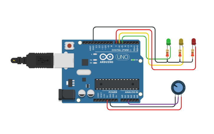 Circuit Design Control Led Using Potentiometer Tinkercad
