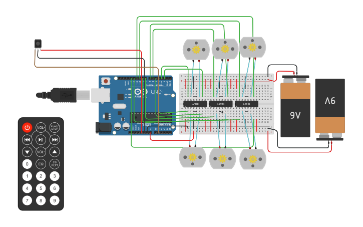 Circuit design RC controled Arm_Vehical | Tinkercad