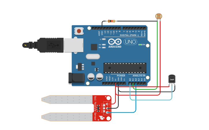 Circuit Design Plant Health Detection Tinkercad