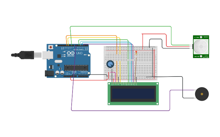 Circuit Design Motion Detection System Tinkercad