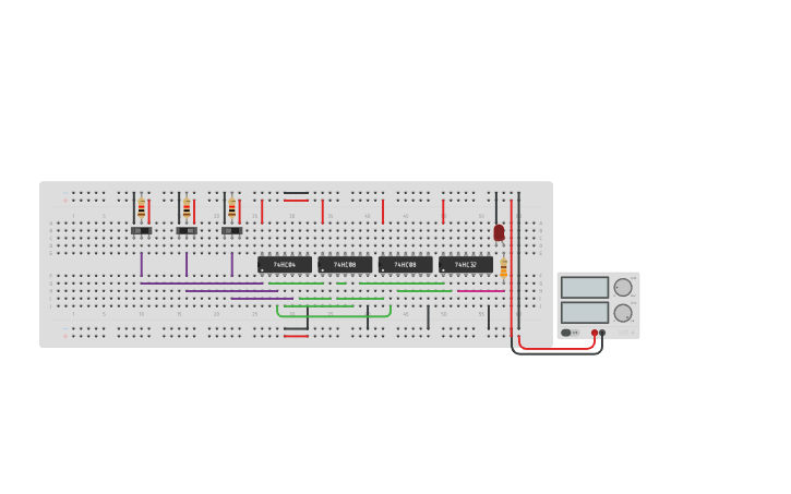 Circuit design AST 122 - PARANTAR - BIT-1B - MOD 01 - DECODER USING LED - Tinkercad