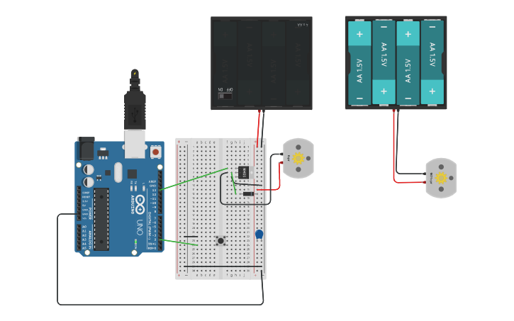Circuit design Single Direction DC Motor Video Example | Tinkercad