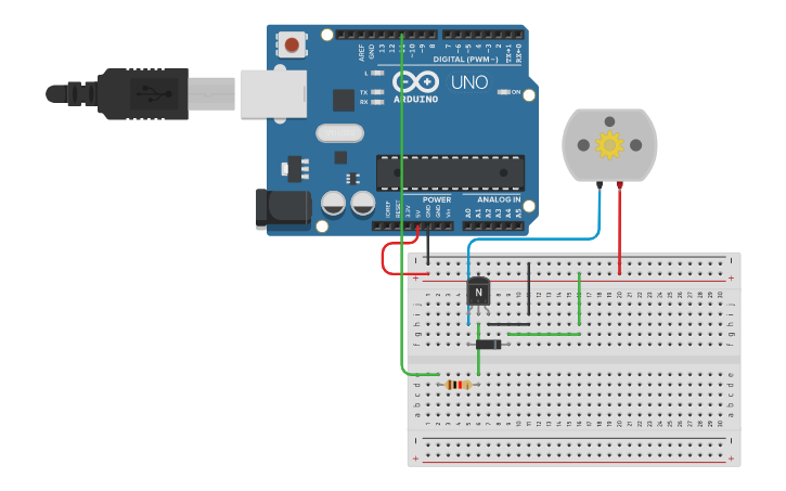 Circuit design DC motor - Tinkercad