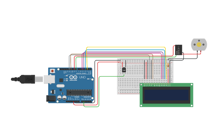 Circuit Design Temperature Based Fan Speed Controller Tinkercad