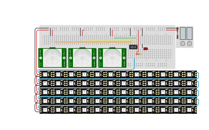 Circuit design UnderBed Light with NeoPixels | Tinkercad