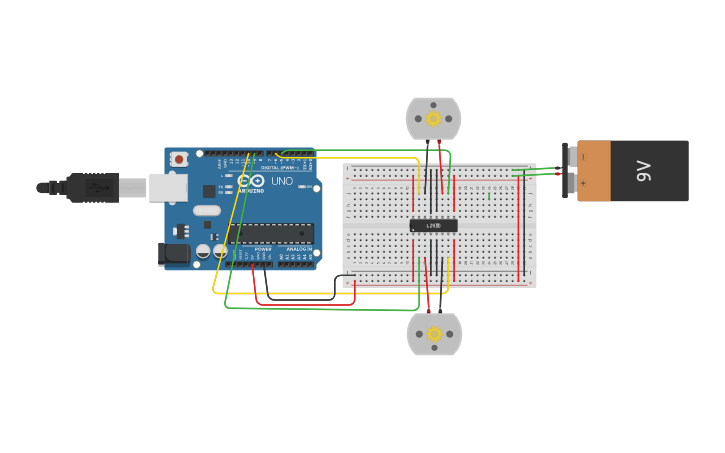 Circuit design Copy of Copy of arduino l293d Motor driver ic - Tinkercad