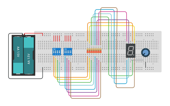 Circuit design Visualizador 7 segmentos con brillo variable Soria Guerrero 3ºE - Tinkercad