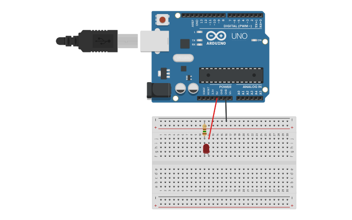 Circuit design Circuito 9: Un Led con Arduino | Tinkercad