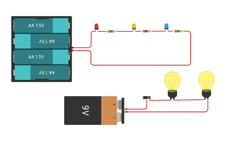 Circuit design Rangkaian Seri - Tinkercad