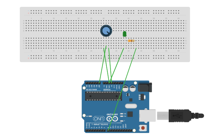 Circuit Design Blink Led Using Potentiometer Tinkercad