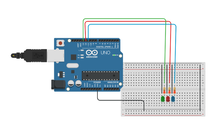 Circuit design For loop - Tinkercad