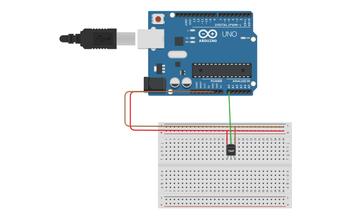 Circuit design Sensor de Temperatura - Tinkercad