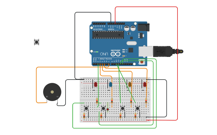Circuit design juego de memoria - Tinkercad