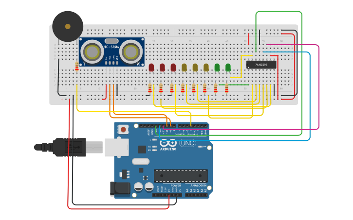 Circuit Design 74hc595 Led Bar Graph Tinkercad