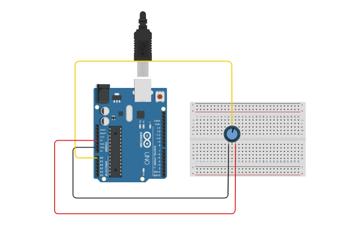 Circuit design AnalogReadSerial | Tinkercad