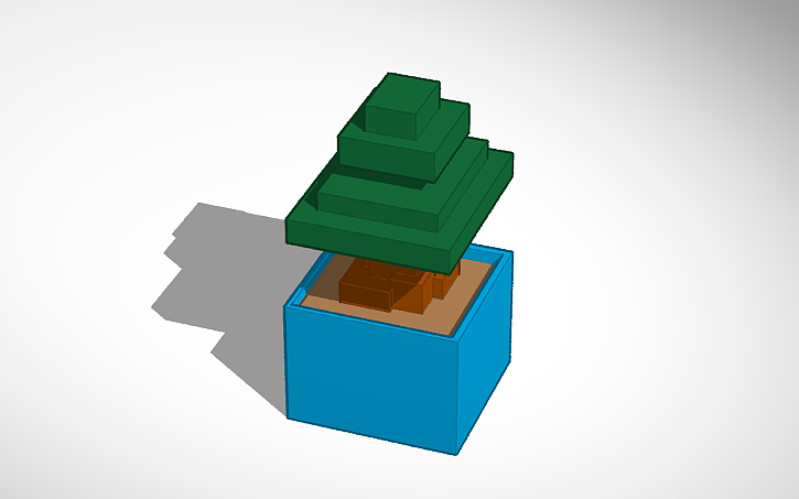 3D design (3D) minecraft potted tree sapling spruce - Tinkercad