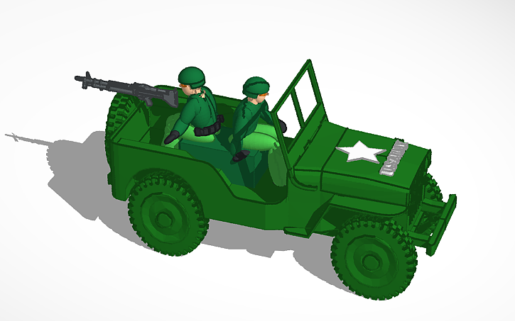 3D design US Army WW2 Soldiers and Jeep - Tinkercad