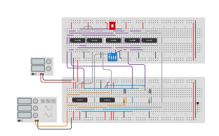 Circuit design PISO - Tinkercad