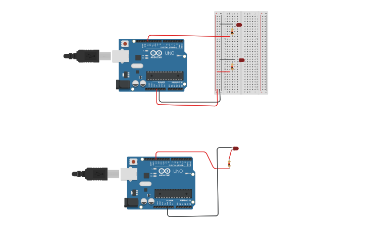 Circuit design 2020 Starter Arduino + LED + Breadboard - Tinkercad