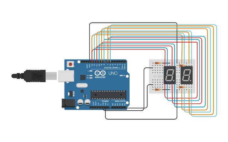 Circuit design 7-Segment Display | Tinkercad