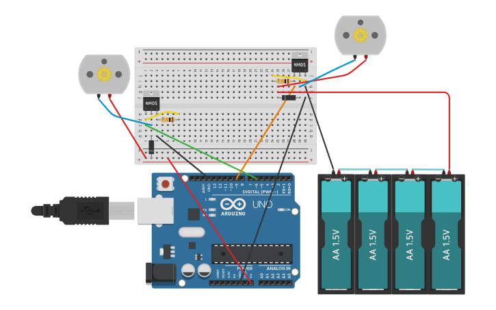 Circuit design Arduino2DCmotor - Tinkercad