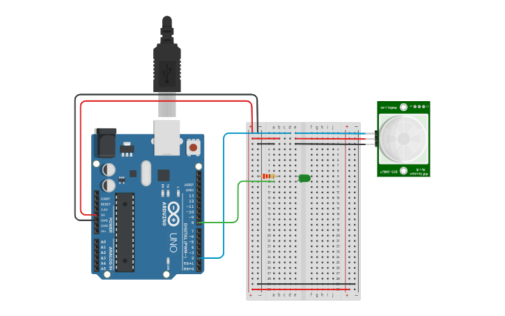 Circuit design PIR sensor - Tinkercad