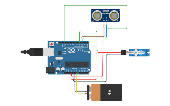 Circuit design Copy of Smart Dustbin | Tinkercad