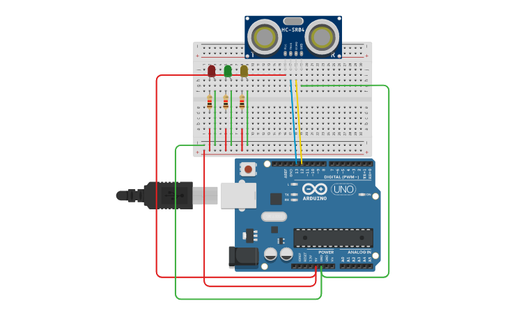 Circuit design Sensor HC-SR04 - Tinkercad