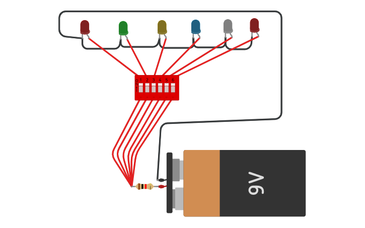 Circuit design Tutorial of DIP Switch SPST x 6 - Tinkercad