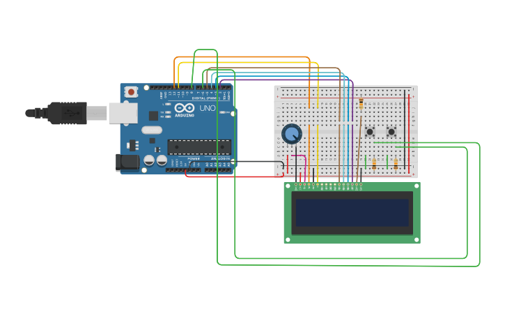 Circuit design Arduino stopwatch - Tinkercad
