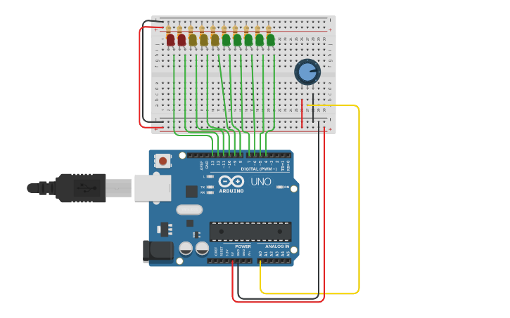 Circuit design VU-meter - Tinkercad