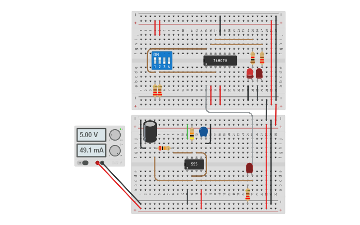 Circuit design Estado Toggle - Tinkercad