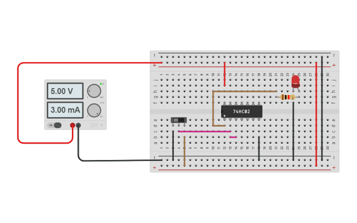 Circuit design NOT gate using NOR gate | Tinkercad