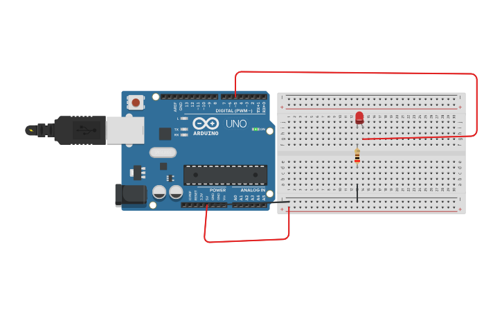 Circuit design week6 C2-while- fade LED up and down - Tinkercad