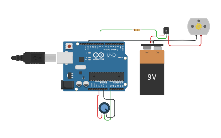Circuit Design Speed Control Of Dc Motor Using Potentiometer Tinkercad
