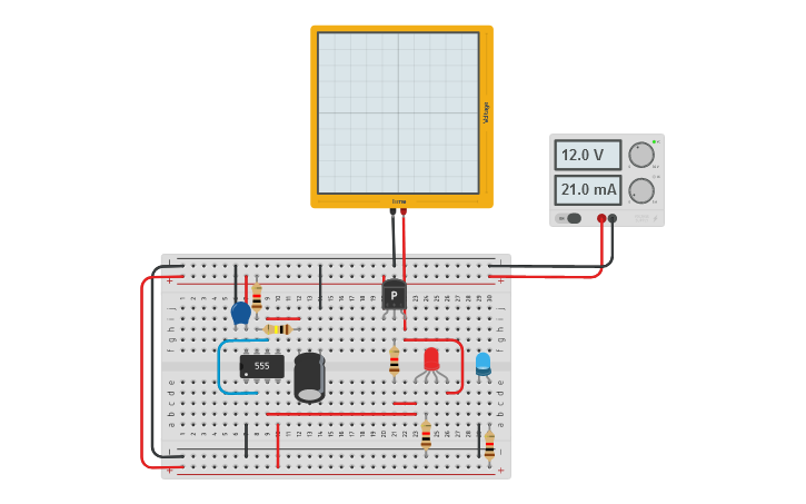 Circuit design Oscillator with 555 | Tinkercad