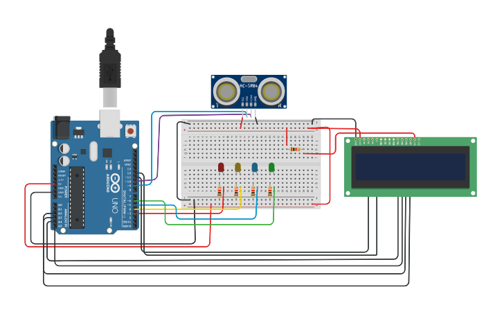 Circuit design Water level monitoring - Tinkercad