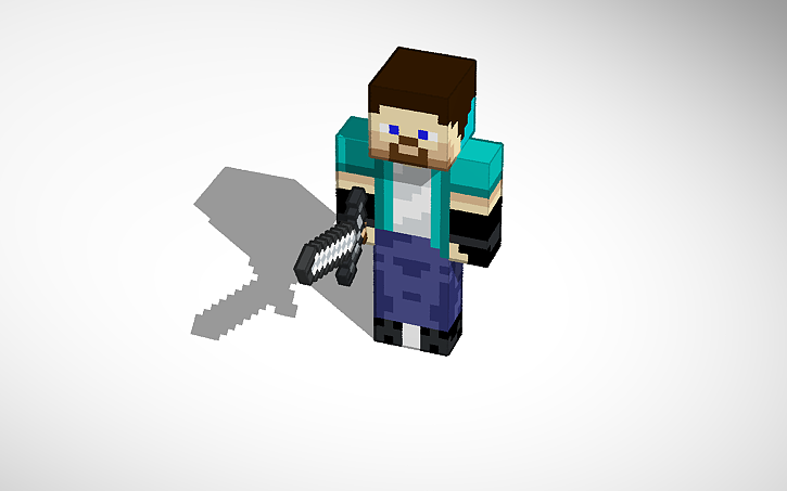 3D design Minecraft Steve with Sword - Tinkercad