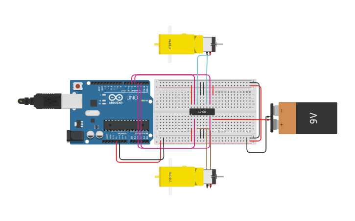 Circuit design L293D Motor Driver - Tinkercad