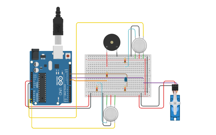 Circuit design Sensor de gás - Tinkercad