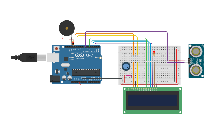 Circuit design obstacle detection at 30cm | Tinkercad