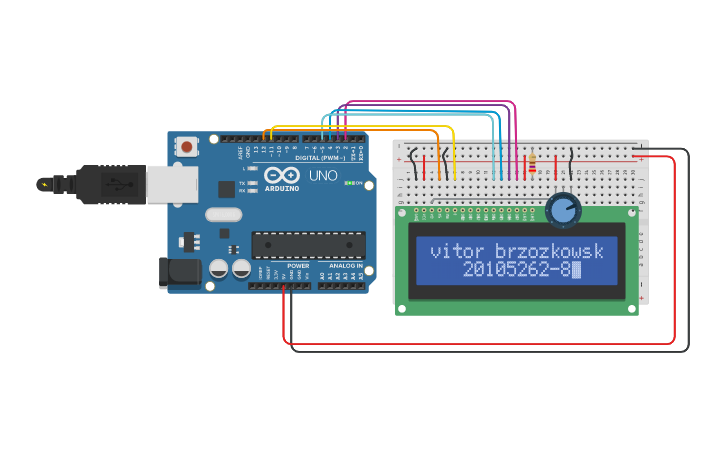 Circuit design tp4 Manipulação de LCD | Tinkercad