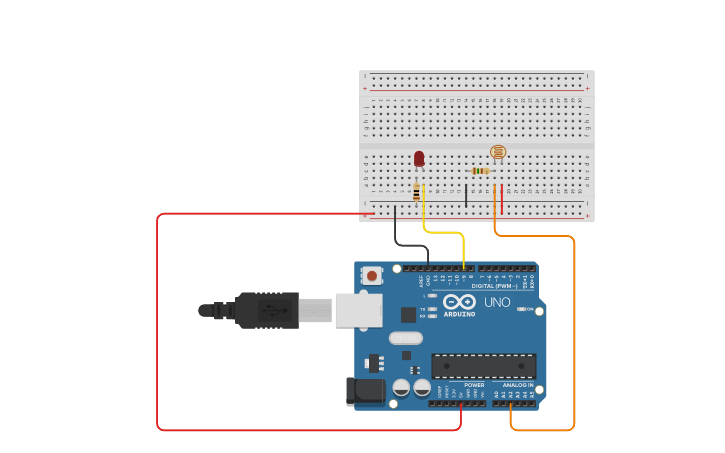 Circuit design CursoArduino-Circuito26 (LDR Int)PWM) | Tinkercad