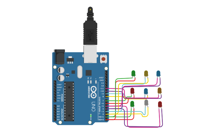 Circuit design 3x3 LED | Tinkercad