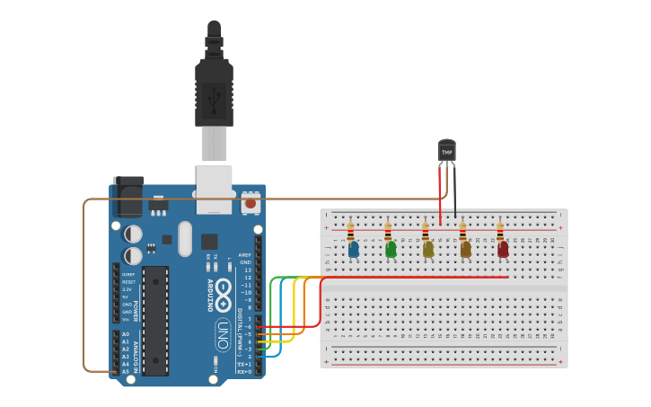 Circuit Design Sensor De Temperatura Tinkercad